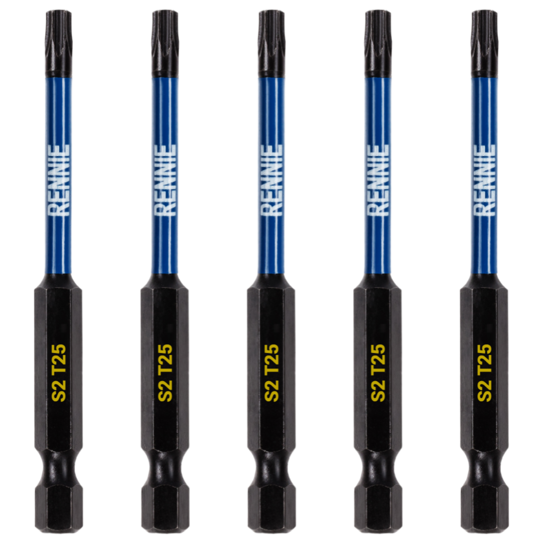 5 Pack T25 Torx 75mm Long Magnetic Impact Screwdriver Bits Set TX25
