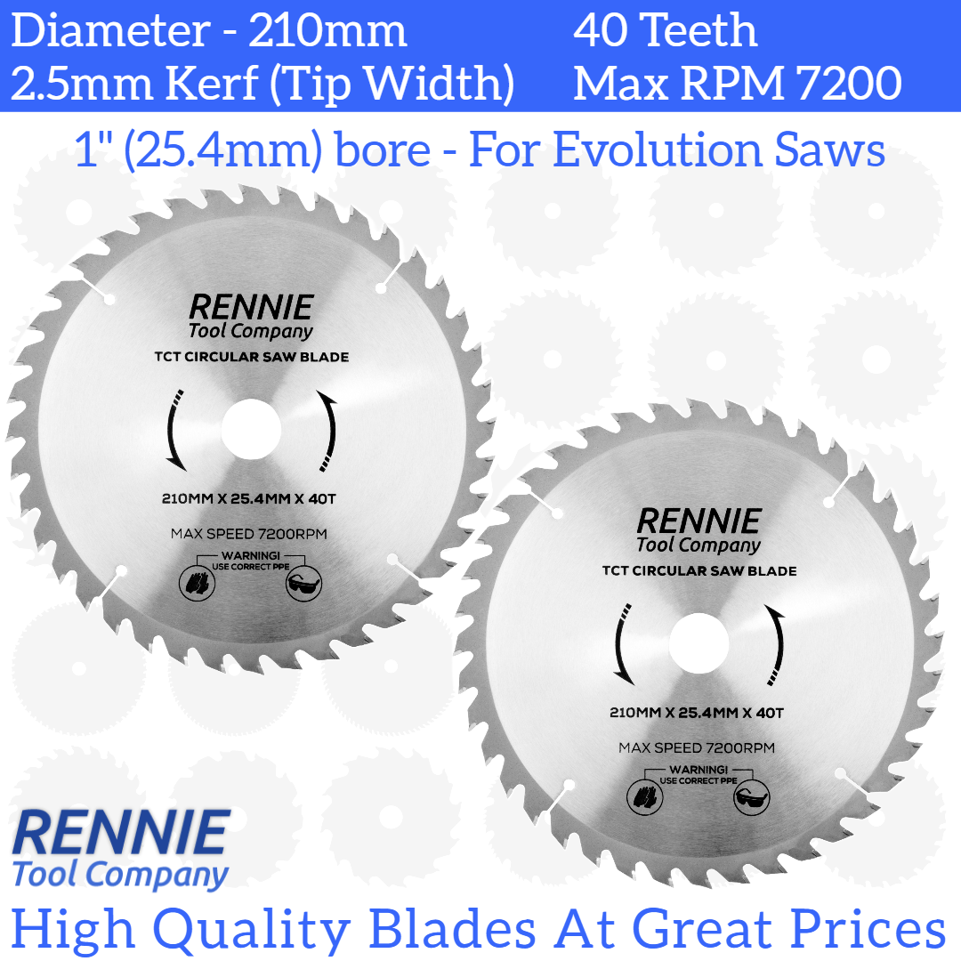 2 Pack - 210mm x 25.4mm Bore x 40T TCT Circular Blade