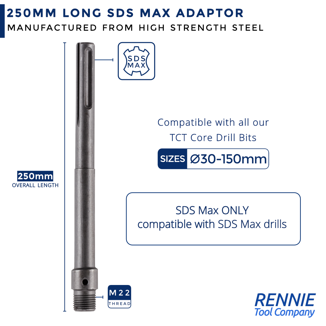 M22 SDS Max TCT Core Drill Adapters & Extension Bars