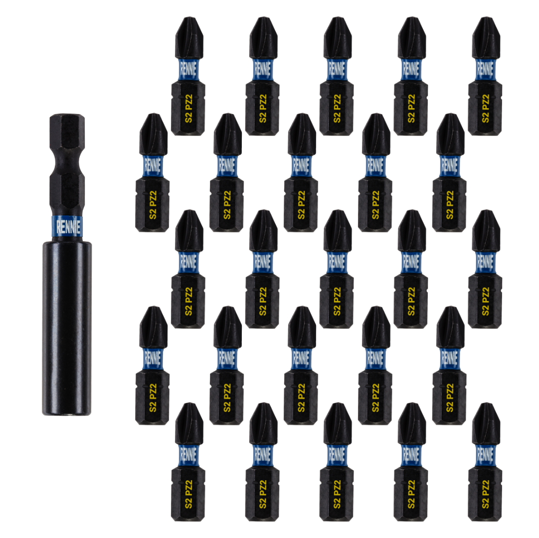 26 Pack PZ2 x 25mm Impact Screwdriver Bits Set(Pozi 2) – Rennie Tool ...