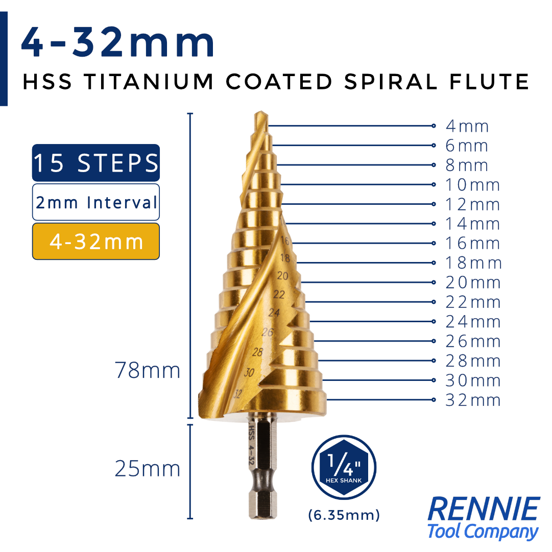 Drill Bit 4-42mm Step Cone Drill 14 Step Hole Cutter HSS 4341 Titanium ...
