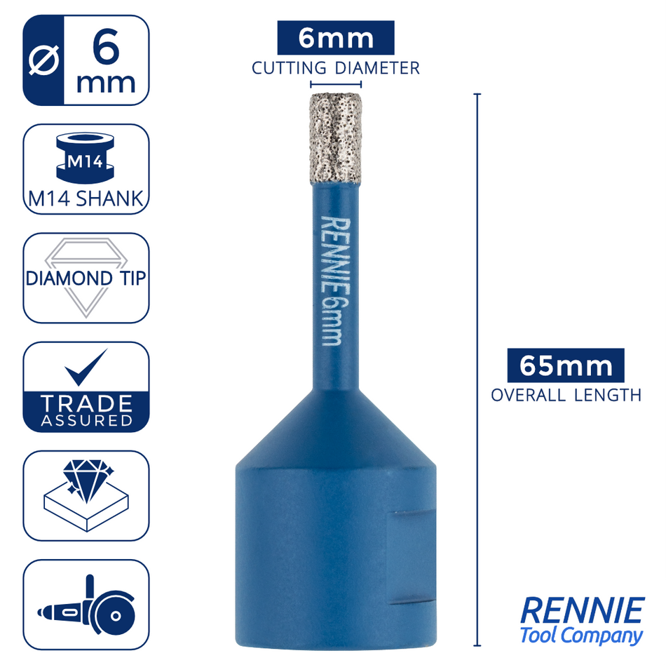 M14 Shank Diamond Tile Holesaws for Angle Grinders – Rennie Tool Company