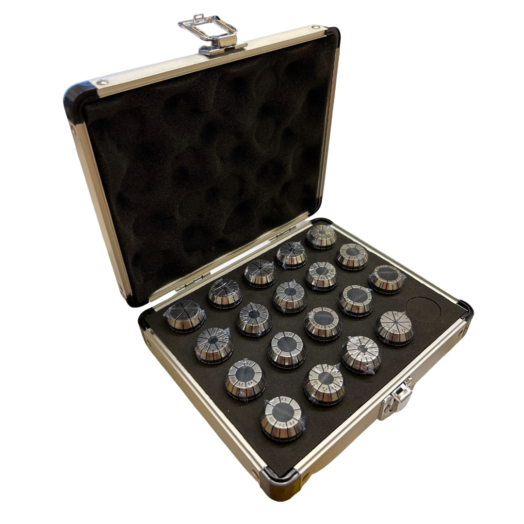 ER25 Collet Set: Metric & Imperial Sizes - 19-Piece Set