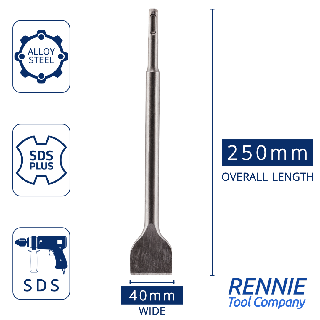 SDS Plus 40mm Wide Chisel x 250mm Long