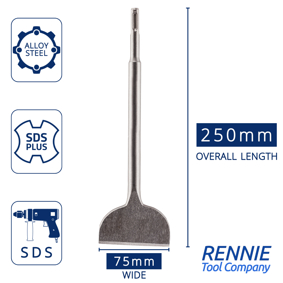 SDS Plus 75mm Wide Offset Chisel x 250mm Long