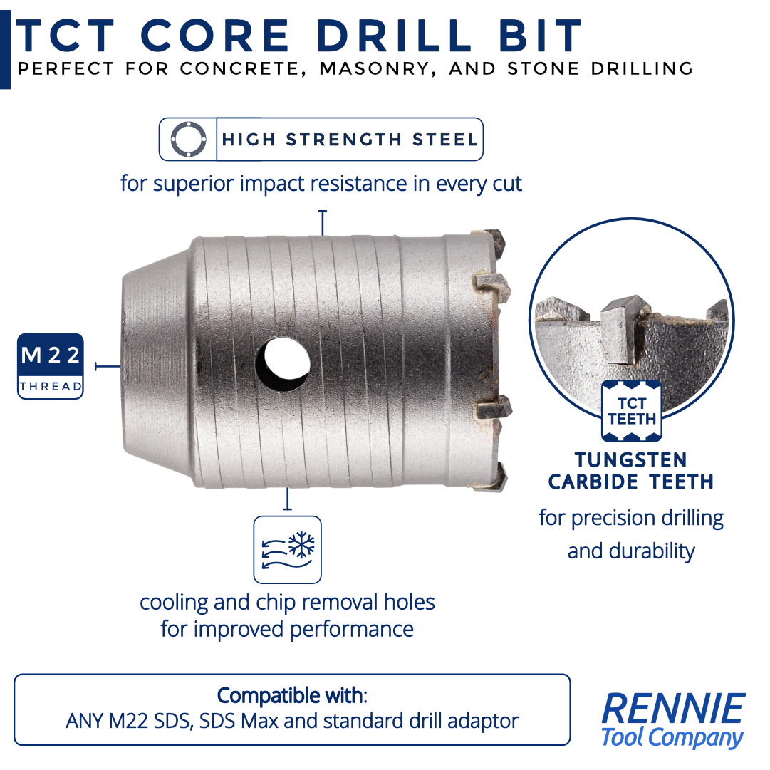 7-Piece TCT Core Drill Bit Set | SDS Adapter Included