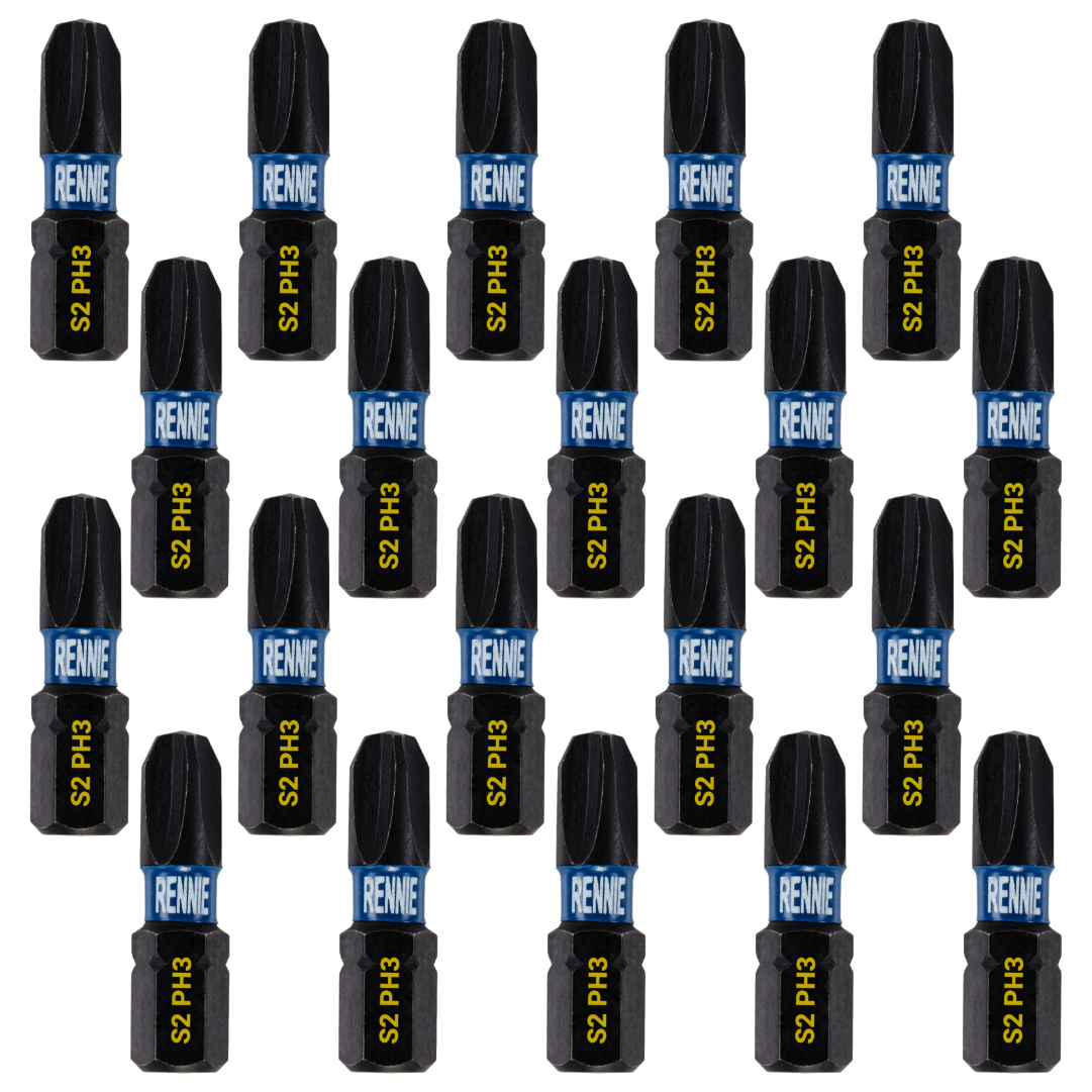 20 Pack PH3 x 25mm Impact Screwdriver Bits Set Phillips #3 – Rennie ...