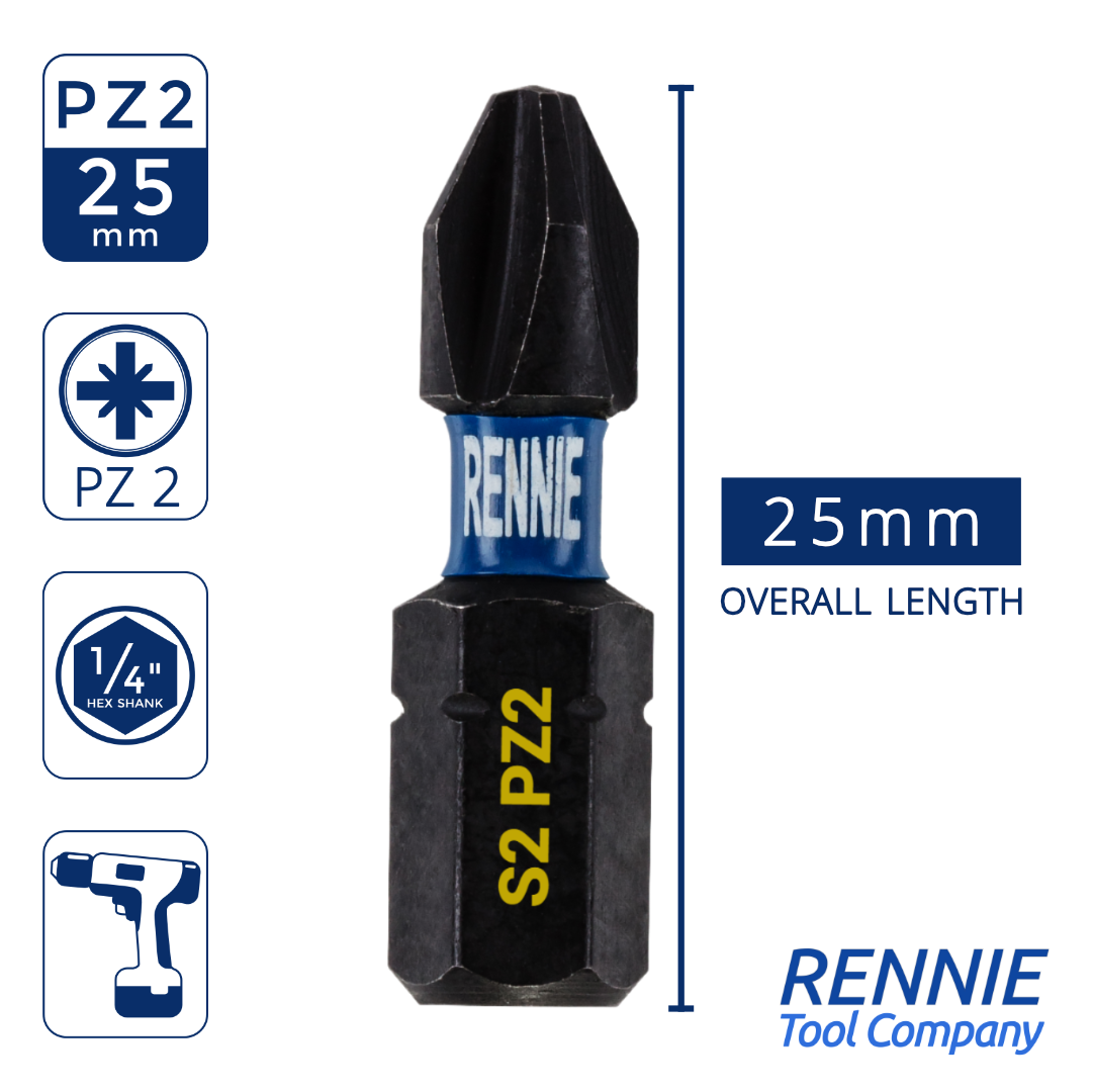 20 Pack PZ2 x 25mm Impact Screwdriver Bits Set(Pozi 2)