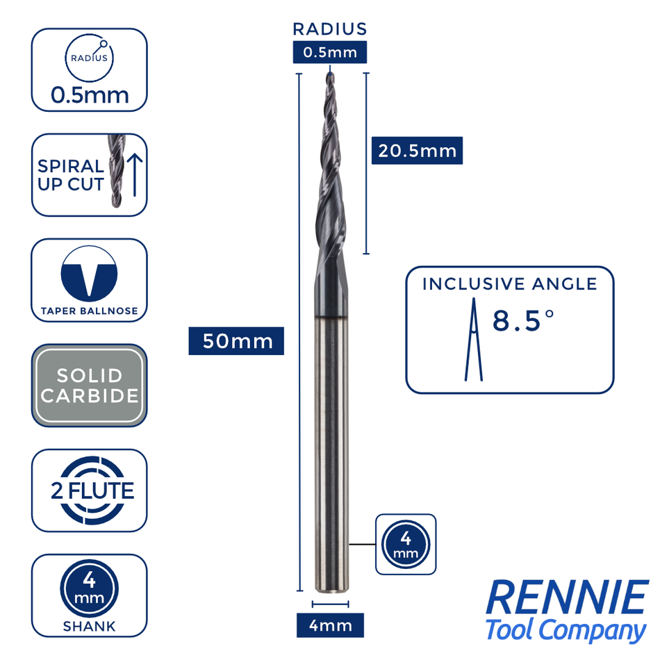 Solid Carbide Taper Ball Nose End Mill - TiAlN Coated – Rennie Tool Company