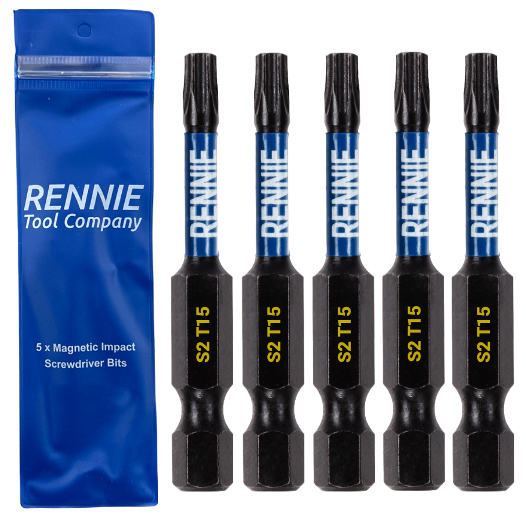 5 Pack - T15 Torx 50mm Long Magnetic Impact Screwdriver Bits Set TX15