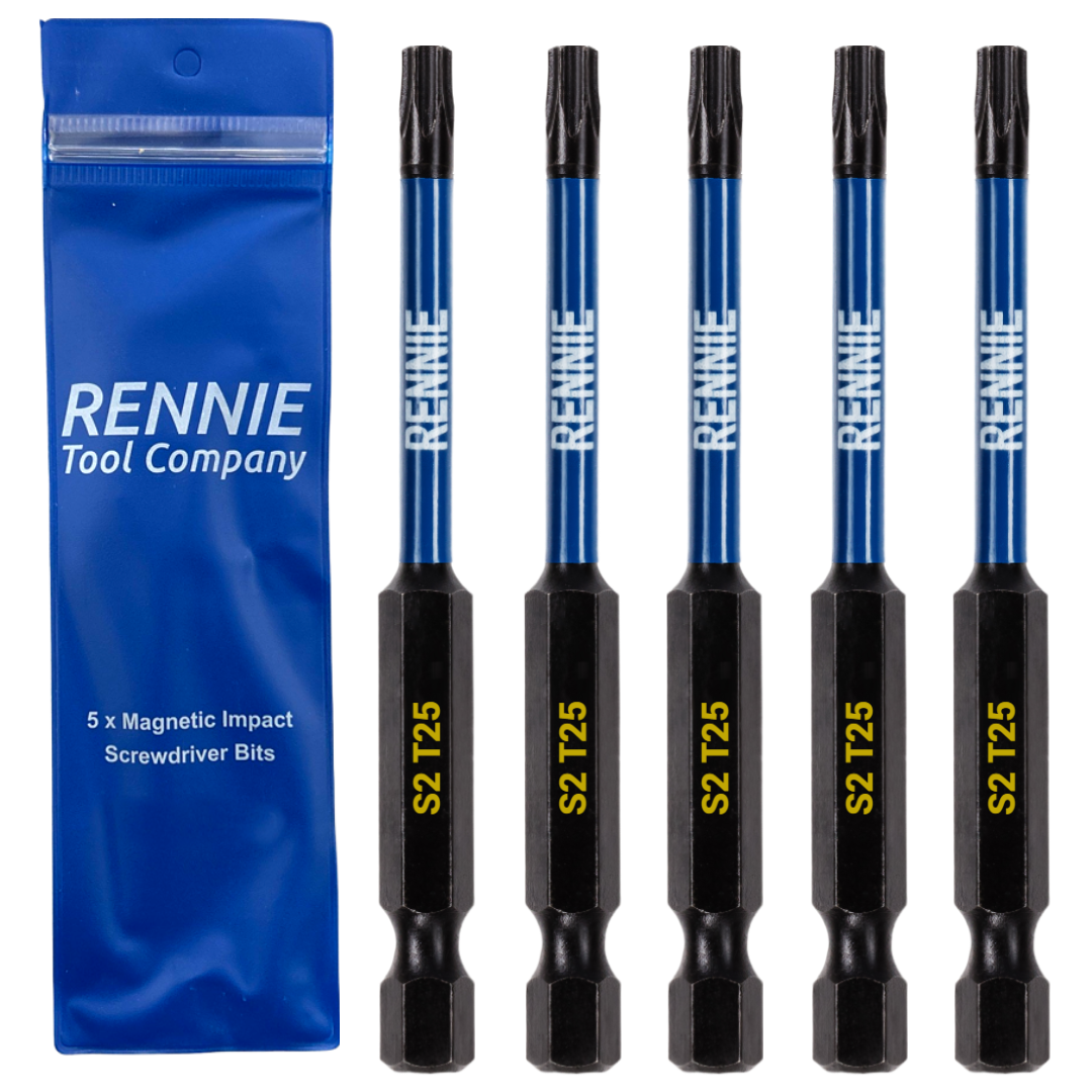 5 Pack - T25 Torx 75mm Long Magnetic Impact Screwdriver Bits Set TX25