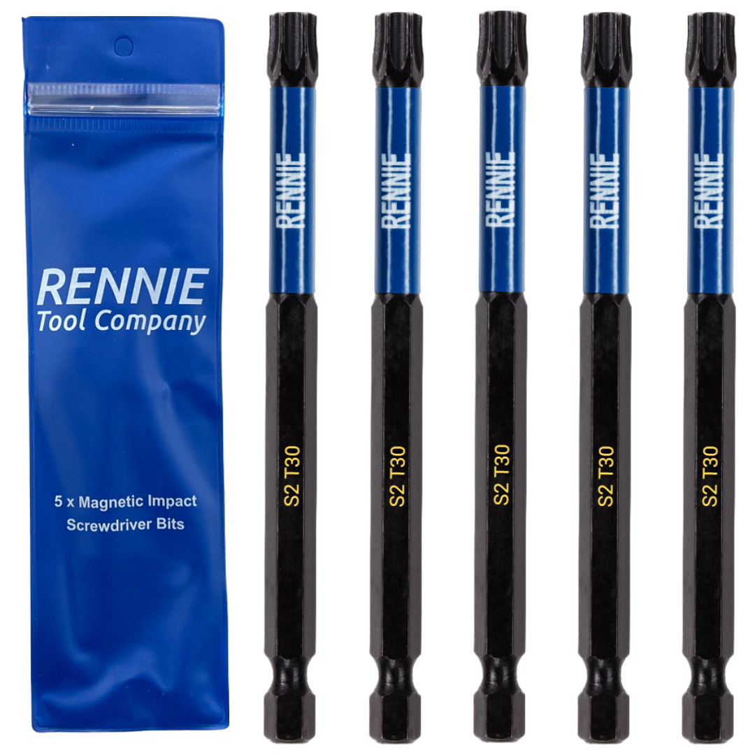 5 Pack - T30 Torx 100mm Long Magnetic Impact Screwdriver Bits Set TX30