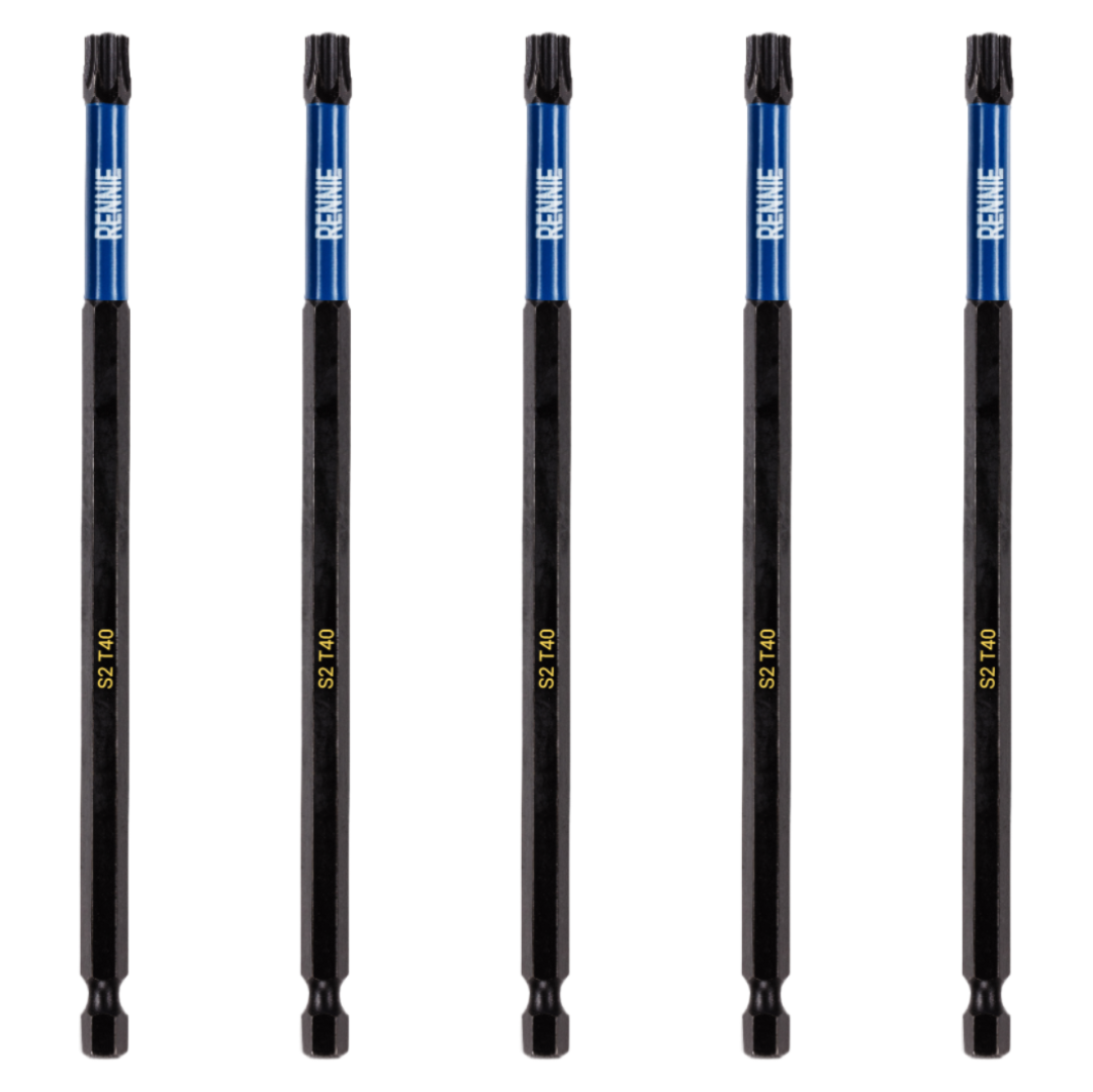 5 Pack T40 Torx 150mm Magnetic Impact Bits Set TX40 – Rennie Tool Company
