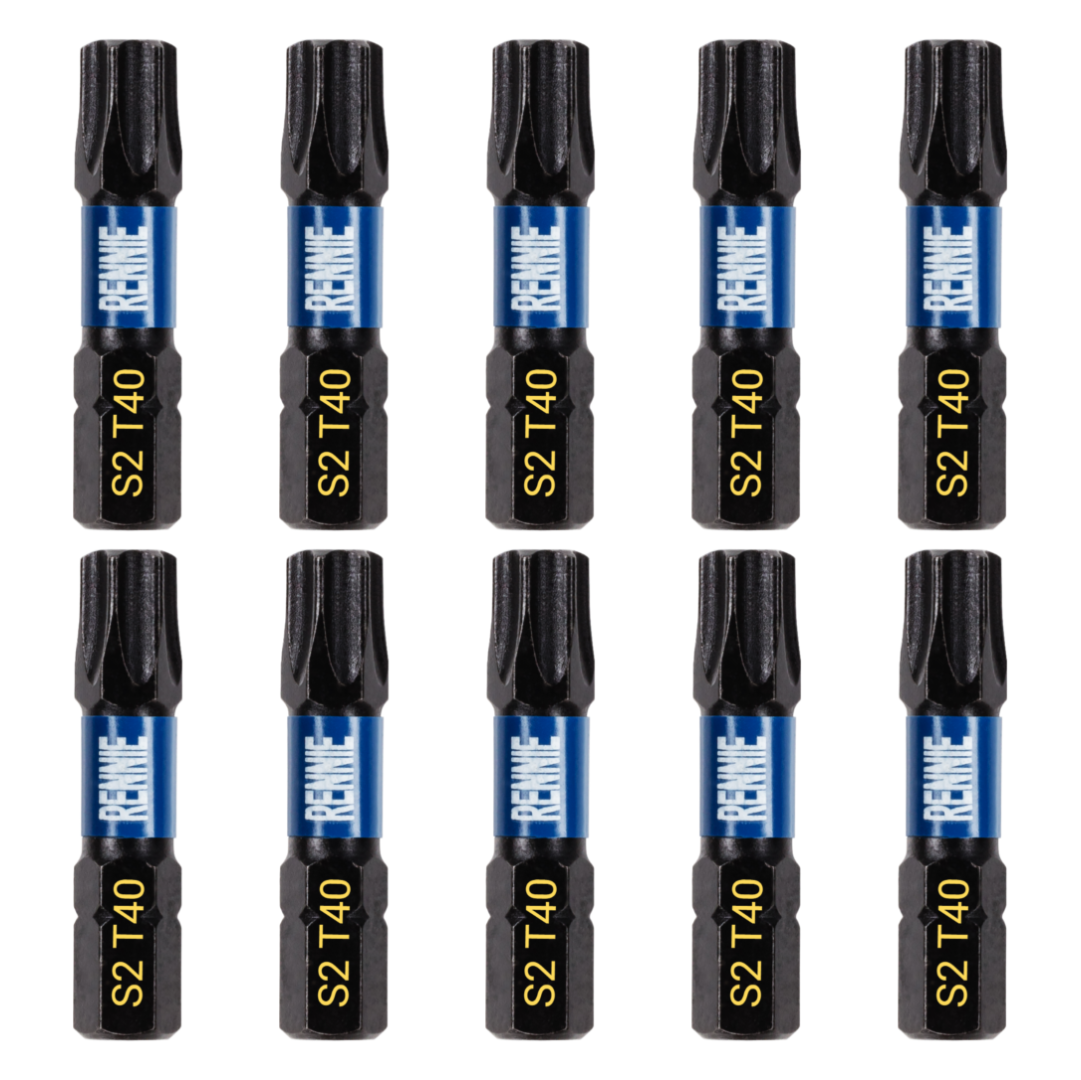 10 Pack - T40 Torx 32mm Long Magnetic Impact Bits Set – Rennie Tool Company